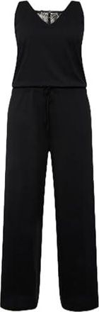Ulla Popken Jumpsuit, Spitze, V-Ausschnitt, Ärmellos Combinaison, détails en Dentelle, Noir, 58-60 Femmes