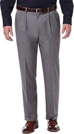Haggar Premium Comfort Classic Fit Pleat Front Pant Reg. and Big & Tall Sizes Pantalon, Gris Moyen, 32 W /30 L Homme