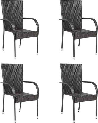 vidaXL Vidaxl - Chaises empilables dext&eacute;rieur lot de 4 R&eacute;sine tress&eacute;e Marron