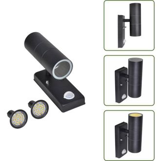 vidaXL Lampe murale &agrave; led avec capteur Inox Forme cylindrique Noir - Applique Murale Led - &Eacute;clairage Ext&eacute;rieur - Capteur De Mouvement - Lampadaire Ext&eacute;rieur