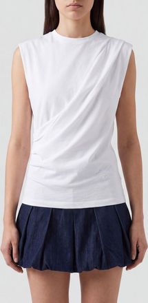 Ganni Drapiertes Slim-Fit-Top aus Bio-Baumwolle mit Kappen&auml;rmeln