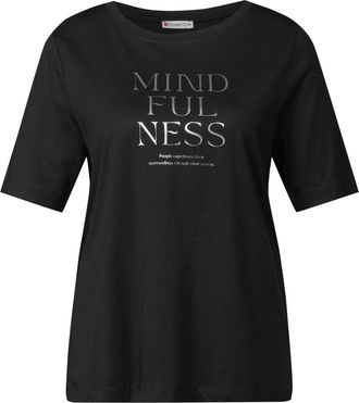 Street One Damen A323338 Softes Shirt mit Wording, Schwarz, 40