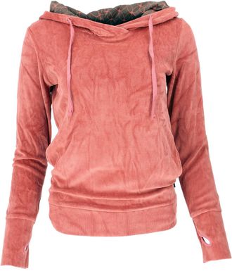 Guru Shop Nicki-Kapuzenpullover, Weicher Hoodie, Boho Samt Sweatshirt - Apricot, Damen, Baumwolle, Size:XL