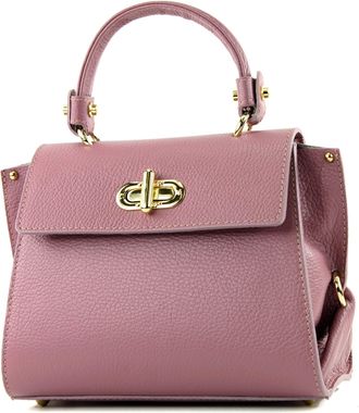 modamoda.de T182 - ital. Damen Henkeltasche Klein Leder, Farbe:Altrosa