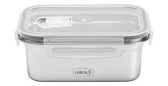 Lurch 240891 Lunchbox Safety/Aufbewahrungsbox aus hochwertigem Edelstahl mit BPA-freiem Kunststoffdeckel 800ml, Silber