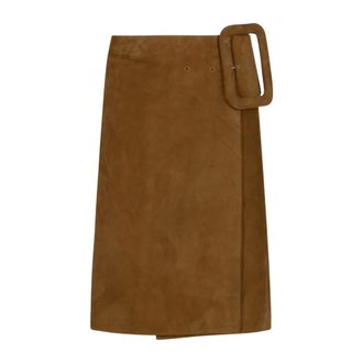 Ami Femme, Jupes, Brun, Taille: 40 FR Big Buckle Belted Midi Skirt