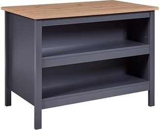 Inter Link SAS Ilot de cuisine - Ilot central - Plan de travail - Meuble de cuisine avec étagères - Mélaminé - Longueur 124cm - Hauteur 82 cm - Profondeur 75 cm - Ne