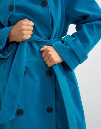 Topshop trench-coat long oversize bleu