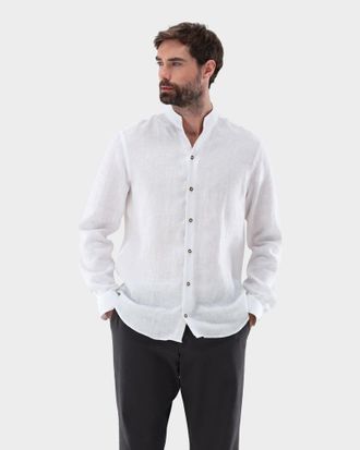 van Laack Stehkragen Hemd aus Leinen