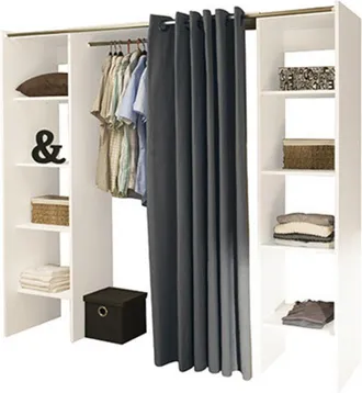 M&S Collection M&s - Dressing extensible 2 colonnes blanc et rideau anthracite - clothes