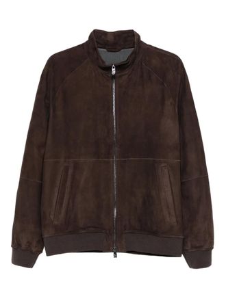 Corneliani Wildlederjacke mit Reißverschluss - Braun