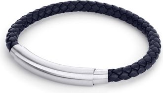 Fynch-Hatton FYNCH HATTON Lederarmband mit Edelstahl in blau FHJ-0096-B-88