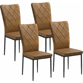 Woltu Lot de 4 Chaises Salle &agrave; Manger Woltu Chaise de Cuisine en pu Vintage, Si&egrave;ge Rembourr&eacute;, Pieds en M&eacute;tal, Marron