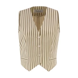 Max Mara Fauno Gestreifte Weste - - Jackets - Damen - Beige - XS