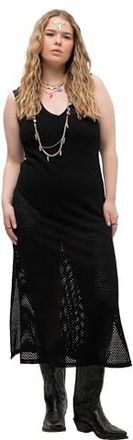 STUDIO UNTOLD Femme Grandes Tailles Robe en résille, Longueur Maxi, Coupe Loose, col en V, sans Manches Noir 50+ 817702100-50+