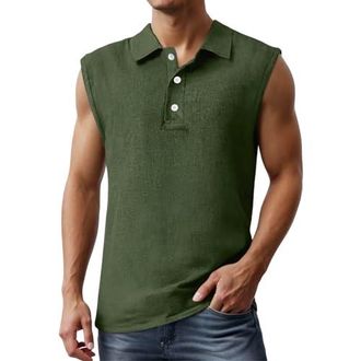 Generic T-shirt pour homme D&eacute;bardeur pour homme Grandes et grandes chemises sans manches Muscle Fitness Entra&icirc;nement Course Plage &Eacute;t&eacute; Boutonn&eacute; T-shirt Gilet, 