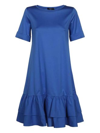 Max Mara robe courte en coton à volants superposés - Bleu