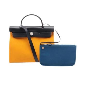 Herm&egrave;s Sac &agrave; main vintage Pre-owned Toile Officier - Femme - Pre-owned - Jaune - Taille: ONE Size