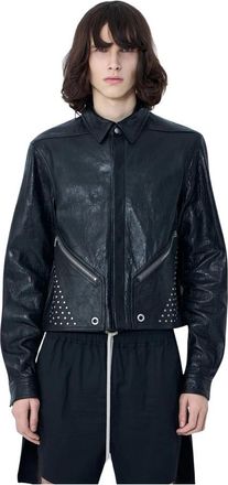 Rick Owens Homme, Vestes, Noir, Taille: L Veste en cuir clout&eacute;e