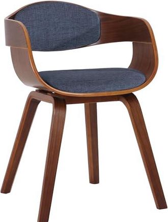 Clp Chaise Design Retro Kingston Tissu I Chaise De Cuisine avec Accoudoirs I Siège Et Dossier Rembourrés I Chaise De Salle DAttente Chic, Couleur:Noyer/Bl