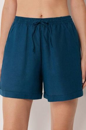 Calzedonia Kurze Shorts Aus Leinen Und Viskose Blau