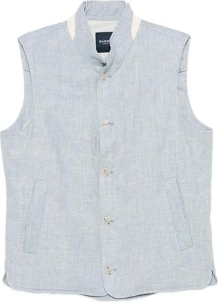 Barba Homme, Vestes, Bleu, Taille: XL Gilet Lin Laine Soie