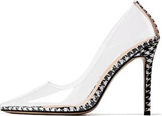 Castamere Escarpins Femme Mode Transparent Aiguille Talon 10CM High Heels Shoes Noir Blanc Chaussures EU 43.5