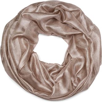 styleBREAKER Damen Loop Schal leicht und seidig mit Glitzer in Unifarben, Schlauchschal, Tuch 01016214, Farbe:Khaki