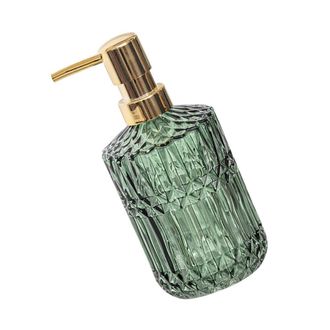 Hemobllo Glas Seifenspender mit Druckpumpe 400ml Handseifenspender aus Gr&uuml;nem Glas Nachf&uuml;llbarer Fl&uuml;ssigkeitsbeh&auml;lter f&uuml;r Badezimmer und Haushalt