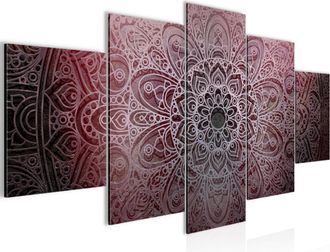 Runa Art Bild Wohnzimmer Schlafzimmer Mandala 5 Teilig Abstrakt Violett Lila Wandbilder auf Vlies Leinwand 101253a