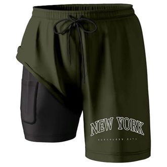 Generic Maillot de bain pour homme avec doublure de compression, couture int&eacute;rieure, short de bain, maillot de bain avec poches, Vert fonc&eacute;., 5XL