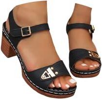 Generic Sandales &agrave; talons bas larges, chaussures d&eacute;t&eacute; pour femme, sandales orthop&eacute;diques &agrave; talon bas pour femme, sandales orthop&eacute;diques pour femme, sandales &agrave;