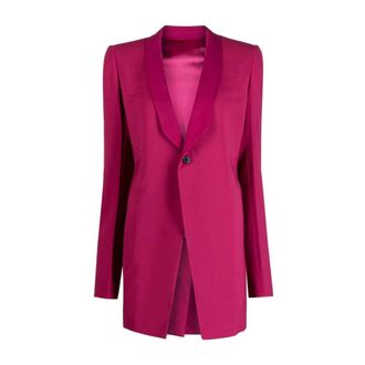 Rick Owens Femme, Vestes, Rose, Taille: 36 FR Blazer &agrave; revers &eacute;troits