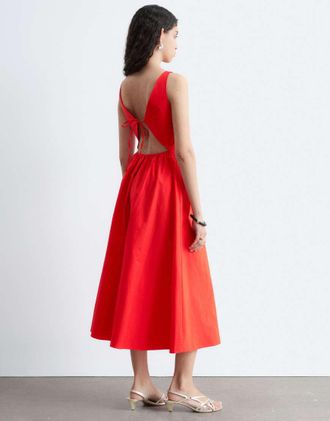 & Other Stories Robe mi-longue en coton majoritaire &agrave; taille volumineuse - Rouge-Orange