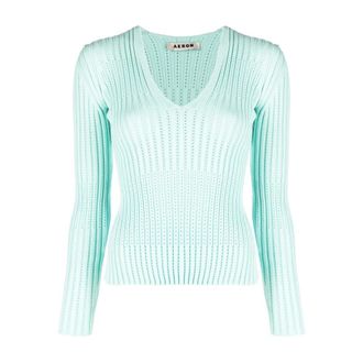 &Aacute;eron Gr&uuml;ner V-Ausschnitt Pullover - - Tops - Damen - Gr&uuml;n - M