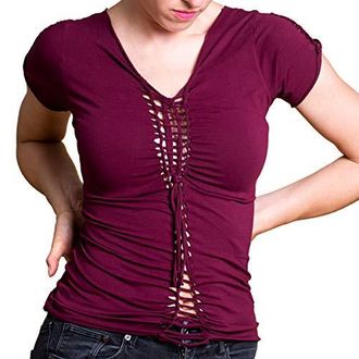 Panasiam Women Top Watei 4392 Cotton S in Bordeaux-Red