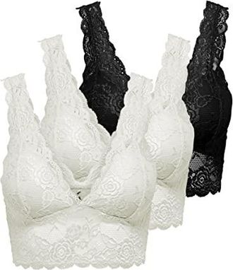 Only Soutien-gorge Onlchloe pour femme, Lot de 3 soutiens-gorge (2 x blanc, 1 x noir), S