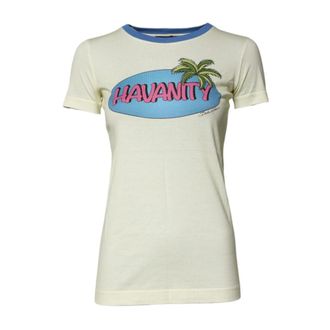 Dolce & Gabbana Havanity Grafik Tee - - Tops - Damen - Beige - 2XS