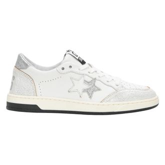 2Star Wei&szlig;e Ledersneaker mit Silbernen Glitzerdetails - - Shoes - Damen - Wei&szlig; - 37 EU