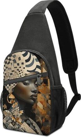 Generic Durable Sacoche Tactique Style artistique du collage Sacs Poitrine Multifonction,Casual Sling Sac à Dos pour Voyage Randonnée Camping