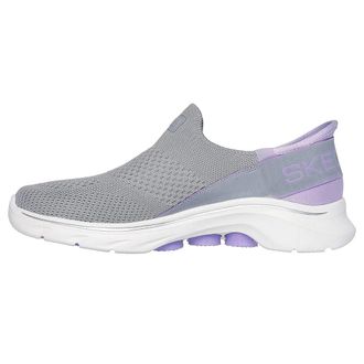 Skechers Womens Go Walk 7 Shoes, Gray Textile Lavender Trim, 37.5 EU