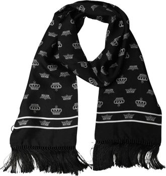 Dolce & Gabbana Crown Fringed Shawl - - Accessories - unisex - Schwarzk - ONE SIZE