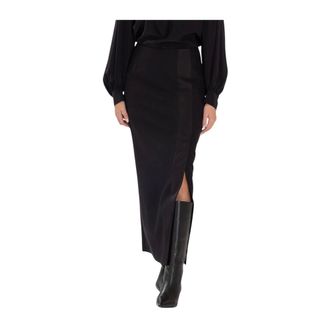 Momoni Femme, Jupes, Noir, Taille: 42 FR Jupe Midi Portefeuille Aria