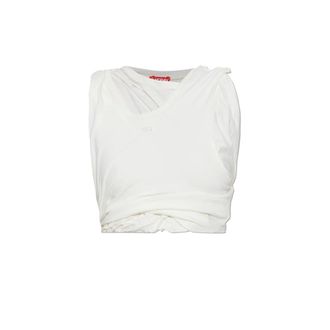 Diesel T-Wisher-Rib-Pl D&eacute;bardeur - Femme - Tops - Blanc - Taille: 36 FR