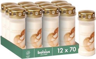 Bolsius Bolsius Grablicht - Weiß - 12 Stück - Länge Brenndauer 70 Stunden - Trauerkerze & Gedenkstätte Kerzen - Dauerbrenner - mit Motiv - Herz - Unparfümiert