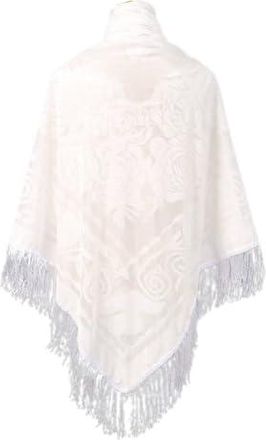Generic Poncho Femme Hiver Chaud Chale Femme Hiver Chaud Cape Femme Effet enveloppant Ch&acirc;le Velours Jacquard Carr&eacute; R&eacute;tro Franges Style Qipao Tr&egrave;s
