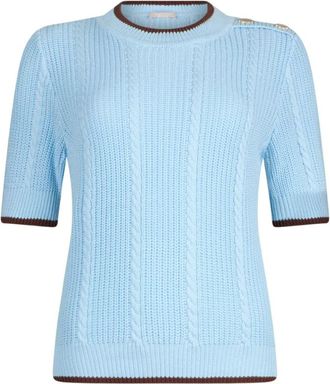 Liu Jo Femme, Pulls, Bleu, Taille: 38 FR Top en maille torsad&eacute;e
