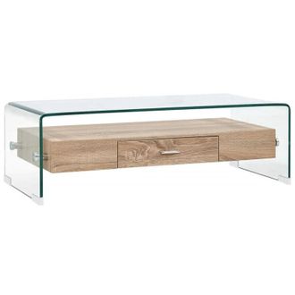vidaXL Vidaxl - Table basse Clair 98x45x31 cm Verre tremp&eacute;