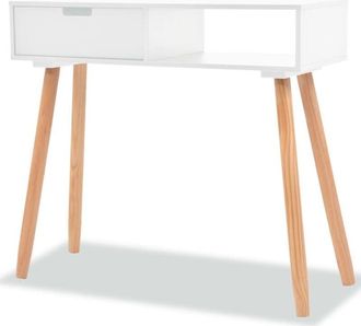 vidaXL Table console Bois de pin massif 80 x 30 x 72 cm Blanc Vidaxl