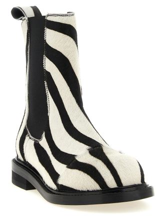 Moschino Zebra Print Pony Hair Ankle Boot - Black